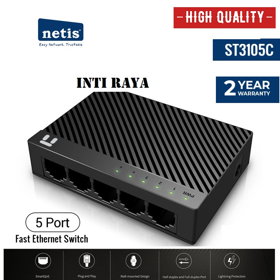 Jual NETIS ST3105C 5 Port RJ45 100M Fast Ethernet Switch | Shopee Indonesia