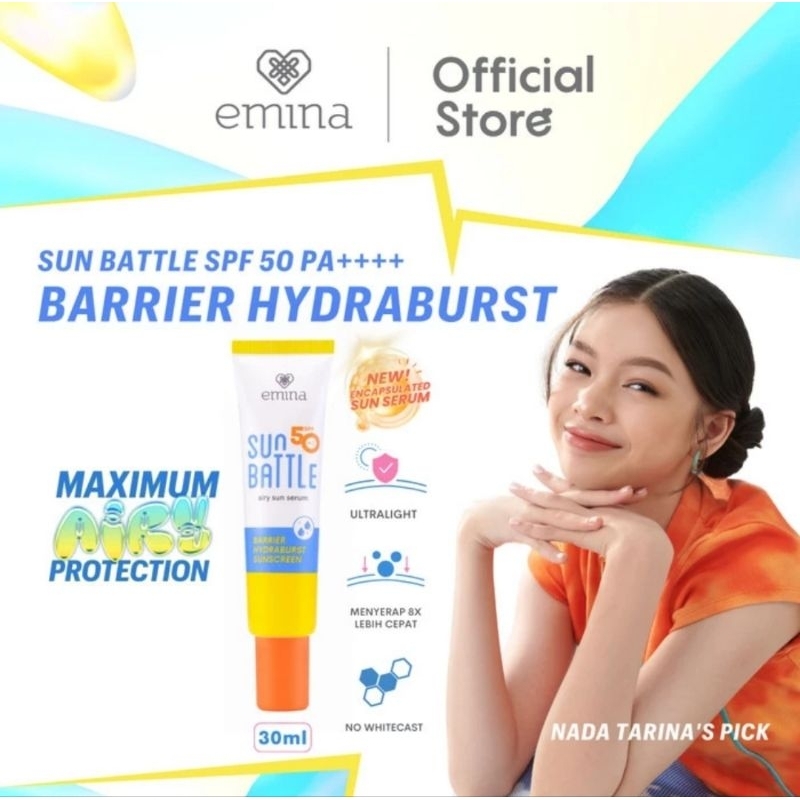 Jual EMINA SUN BATTLE SPF 50 PA+++ BARRIER HYDRABURST SUNSCREEN 30ML | Shopee Indonesia