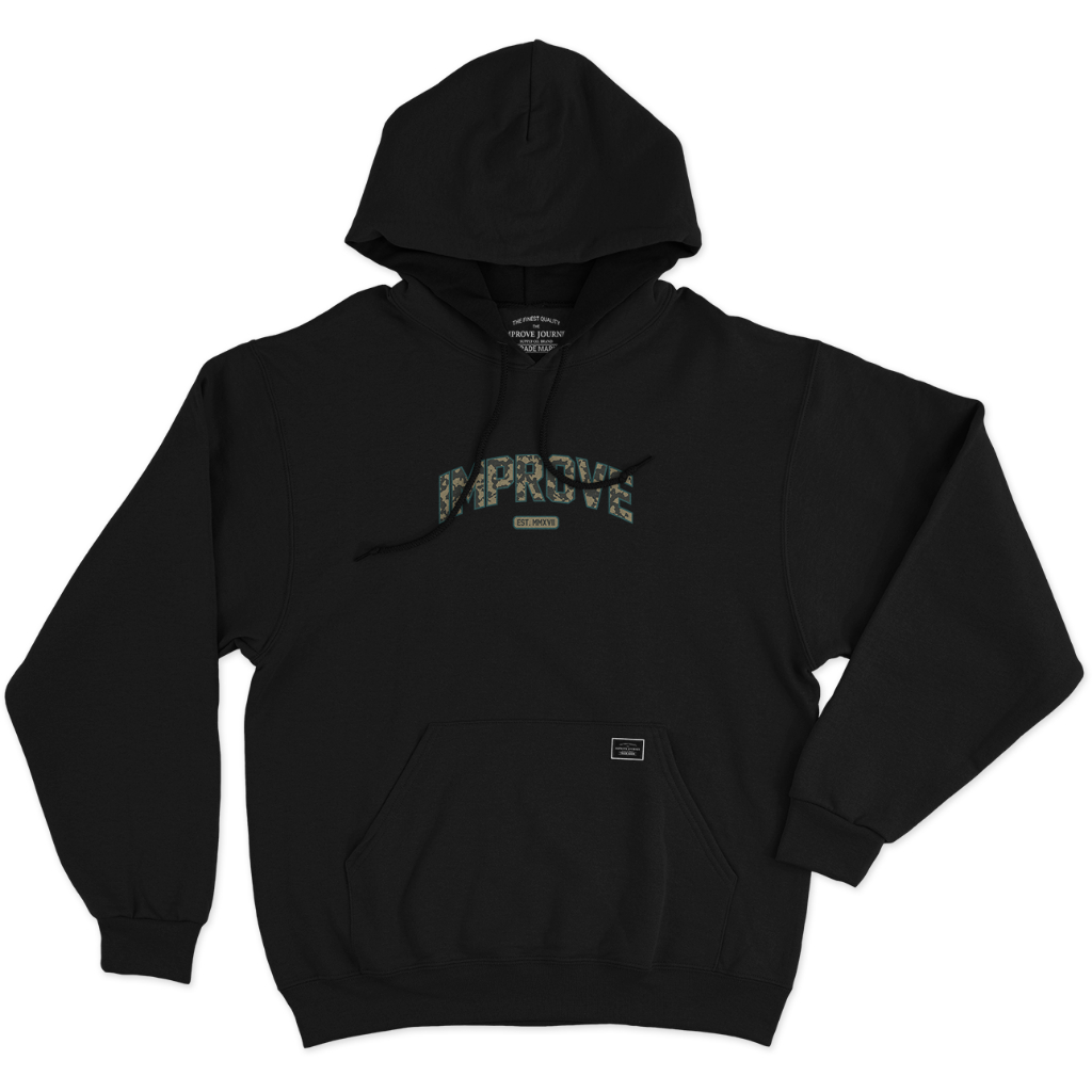 Jual IMPROVE Hoodie Distro Fleece Warna Hitam College Camo (SABLON) M ...