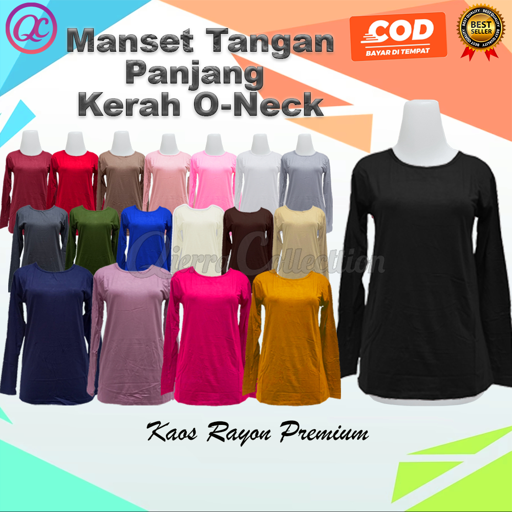 Jual Baju Manset Oblong Lengan Panjang Wanita Bahan Rayon Super Polos ...