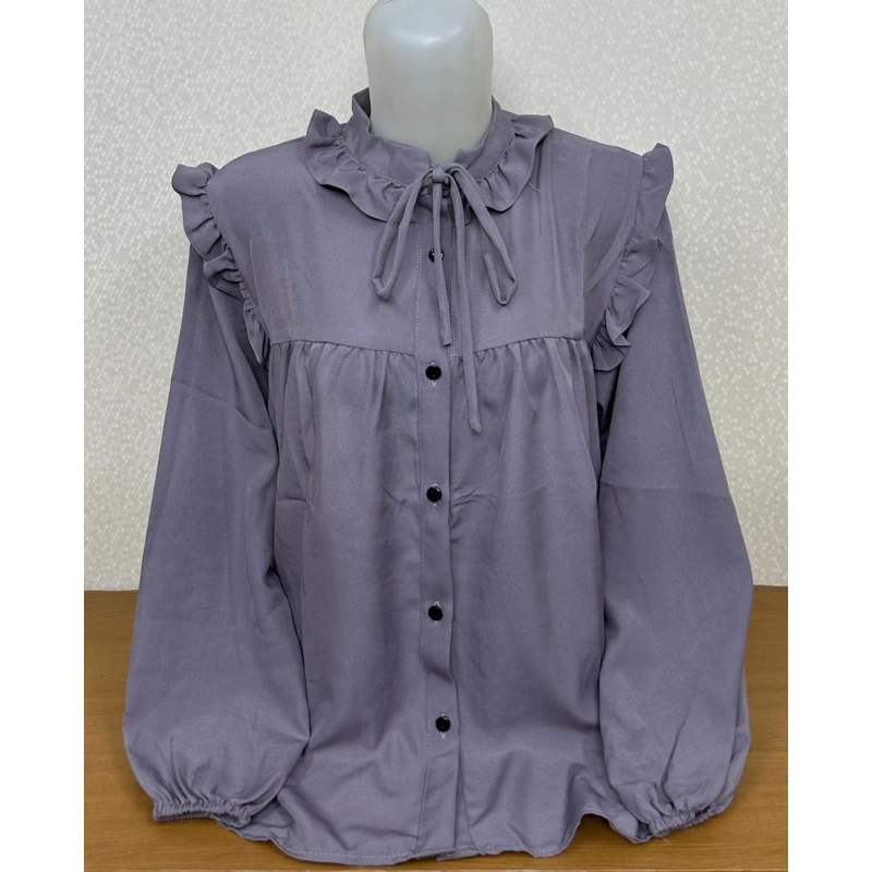 Jual BLOUSE KOREA -BLOUSE SHANGHAI RUMBAI TALI - ATASAN WANITA ...