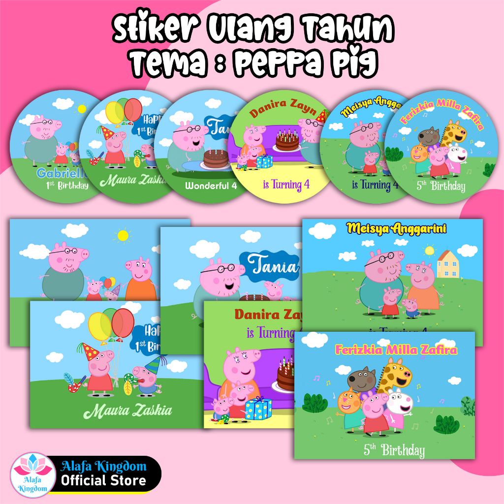 Jual AlafaKingdom Stiker Ulang Tahun Peppa Pig / Label Ultah Birthday ...