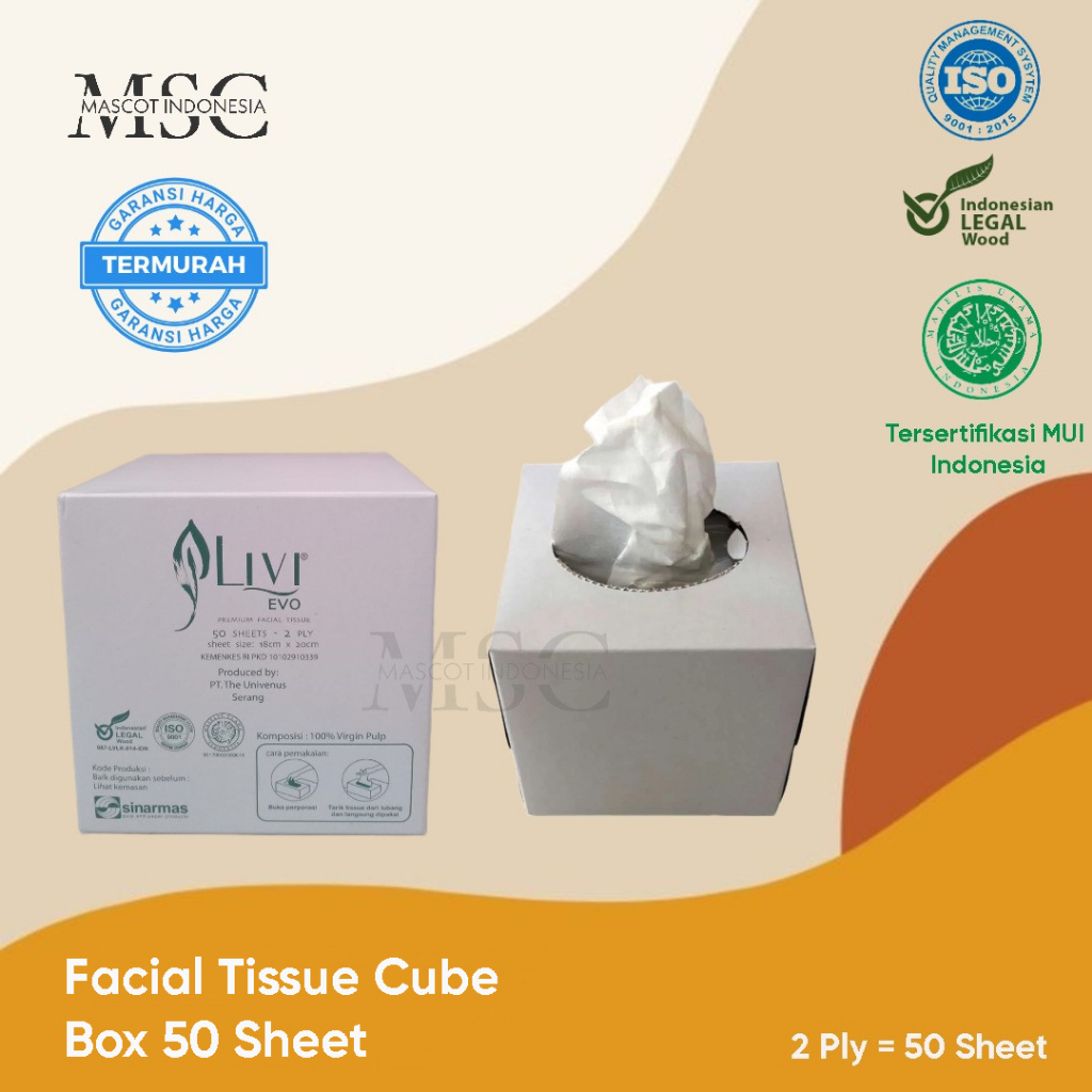 Jual Tissue Livi Evo Premium Facial Cube Box 50 Sheet | Tissue Muka Pakai Box Kotak | Shopee ...