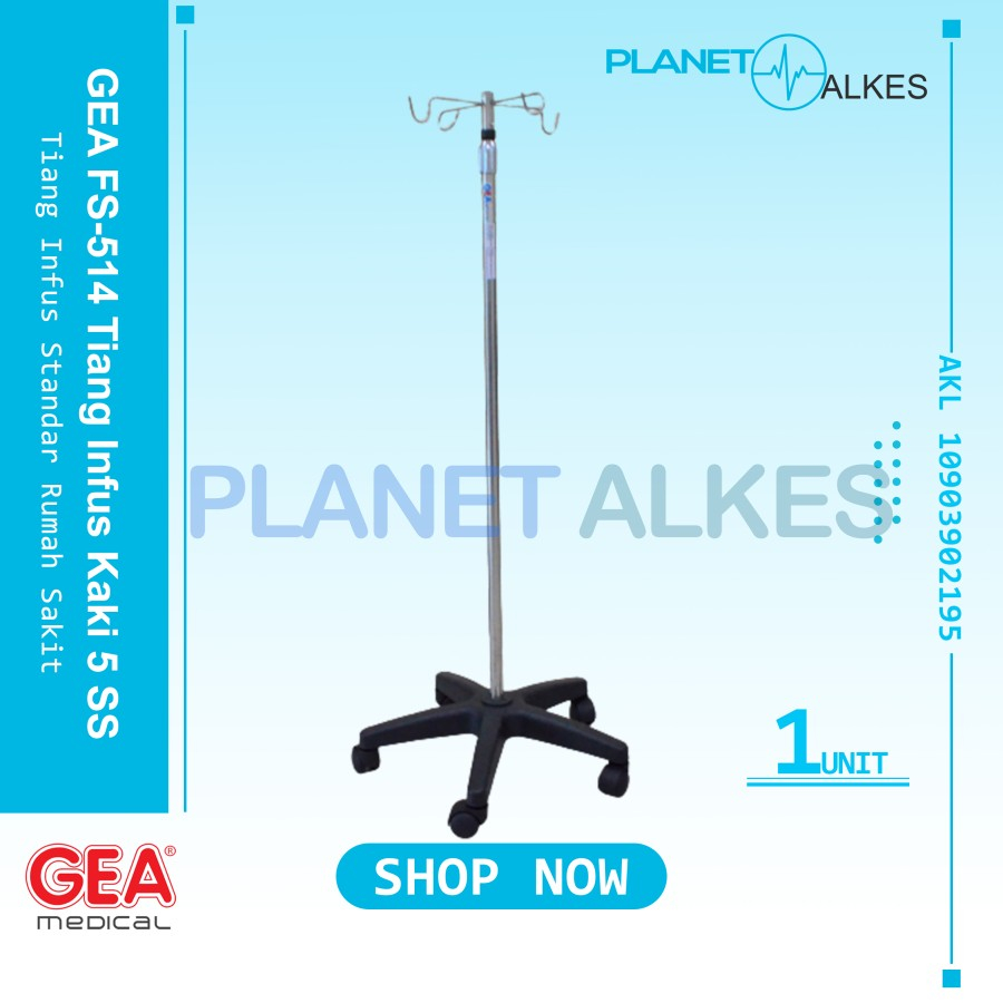 Jual Tiang Infus Stainless Steel GEA FS514 / FS-514 Tiang Infus kaki 5 ...