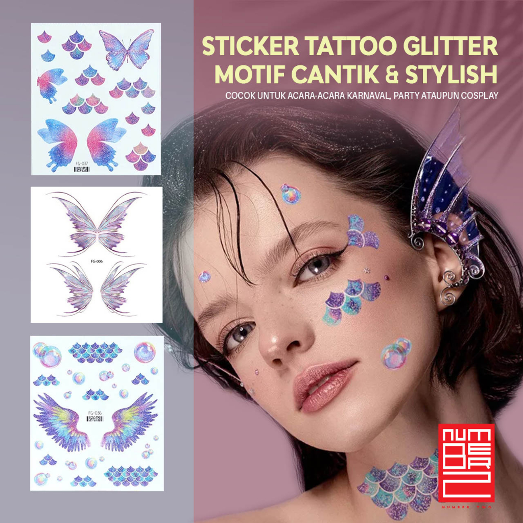 Jual Sticker stiker tattoo wanita pria girls berwarna glitter keren ...