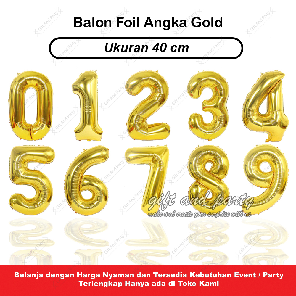 Jual Balon Angka Gold 40 CM / Balon Foil Angka / Balon Angka | Shopee ...