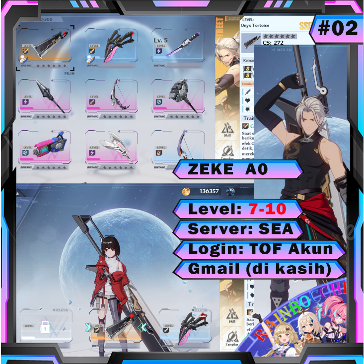 Jual ZEKE / LYRA / UMI Akun Tower of Fantasy Starter ToF | Shopee Indonesia