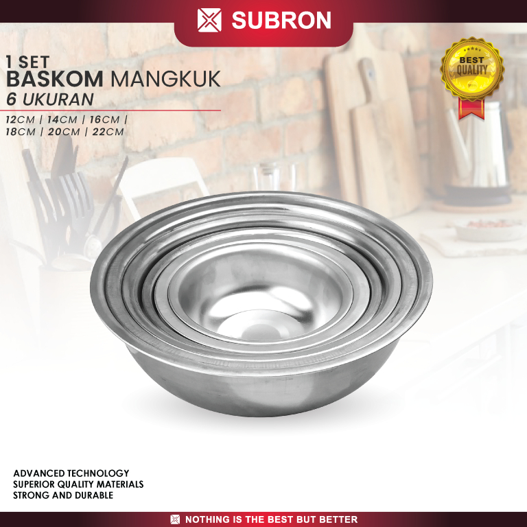 Jual SUBRON 6pcs Baskom Mangkuk Kobokan Wadah Sayur Buah Set Stainless ...