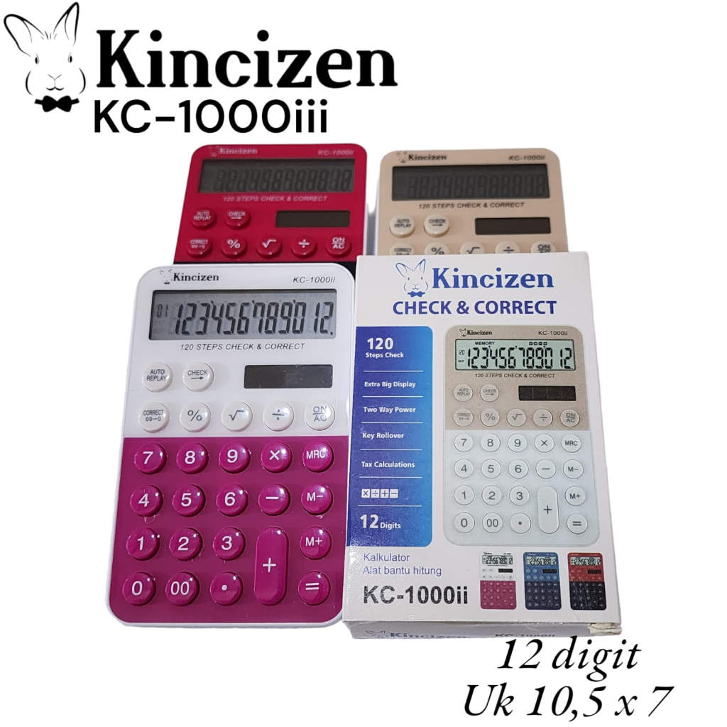 Jual Kakulator KINCIZEN KC-1000ii 2 warna kecil saku 12 digit check and ...