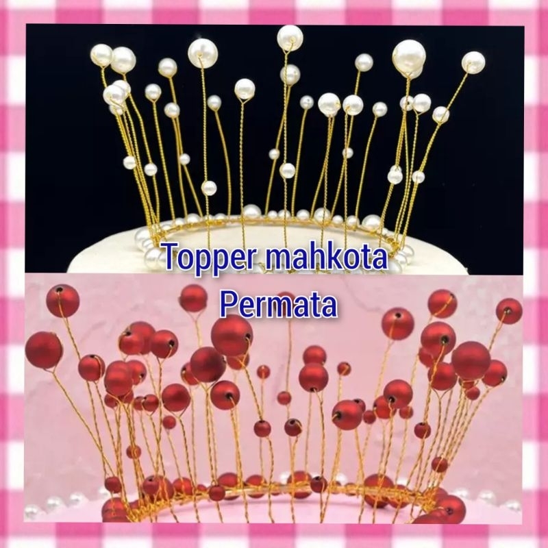 Jual Topper cake mahkota mutiara hiasan crown cake | Shopee Indonesia