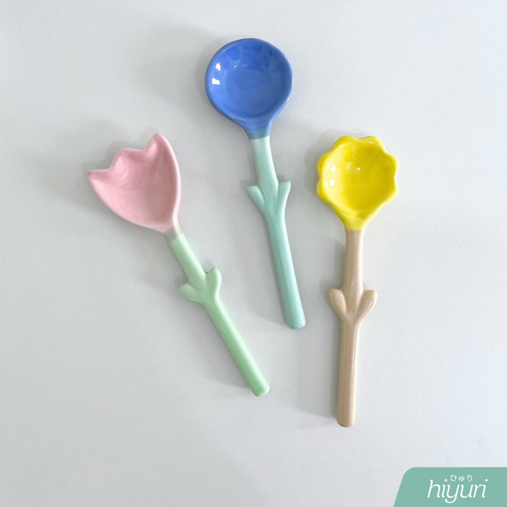 Jual HIYURI Sendok Keramik Motif Bunga Aesthetic/sendok keramik/sendok ...