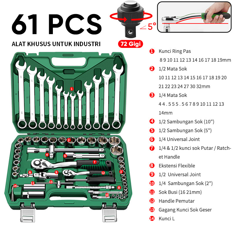 Jual ISKU kunci shock 1 Set lengkap 37 61 82 pcs/kunci sok set lengkap ...