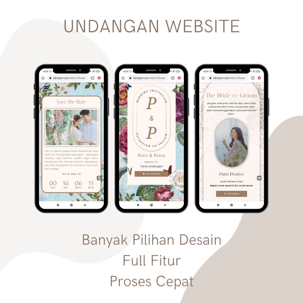 Jual Undangan Digital Website Pernikahan Floral Tema Bunga Elegan ...