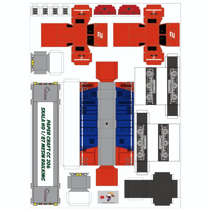 Jual GRIYADEFARA PAPERCRAFT LOKOMOTIF CC 206 CC206 SKALA HO 1:87 1 : 87 ...