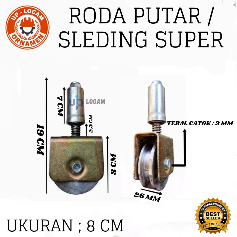 Jual Roda Sliding Besi As Asli Super Ukuran 8 Cm / Pintu Garasi Carport ...