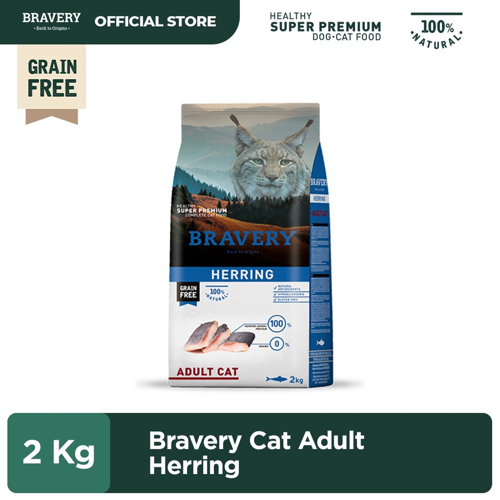 Jual BRAVERY Herring Adult Cat Food | Natural Cat Dry Food Grain Free ...