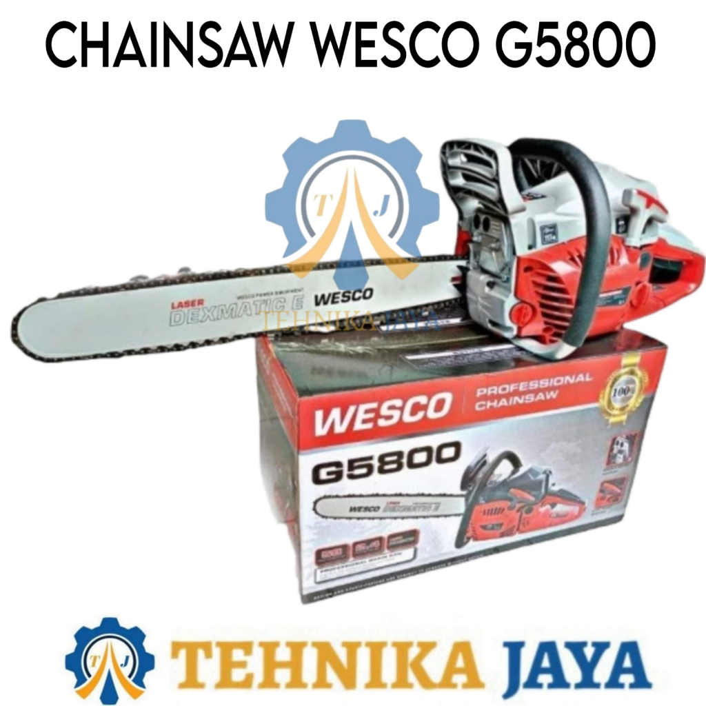 Jual Mesin Gergaji Kayu WESCO G5800 Chainsaw 22 Inci Senso 58 CC ...