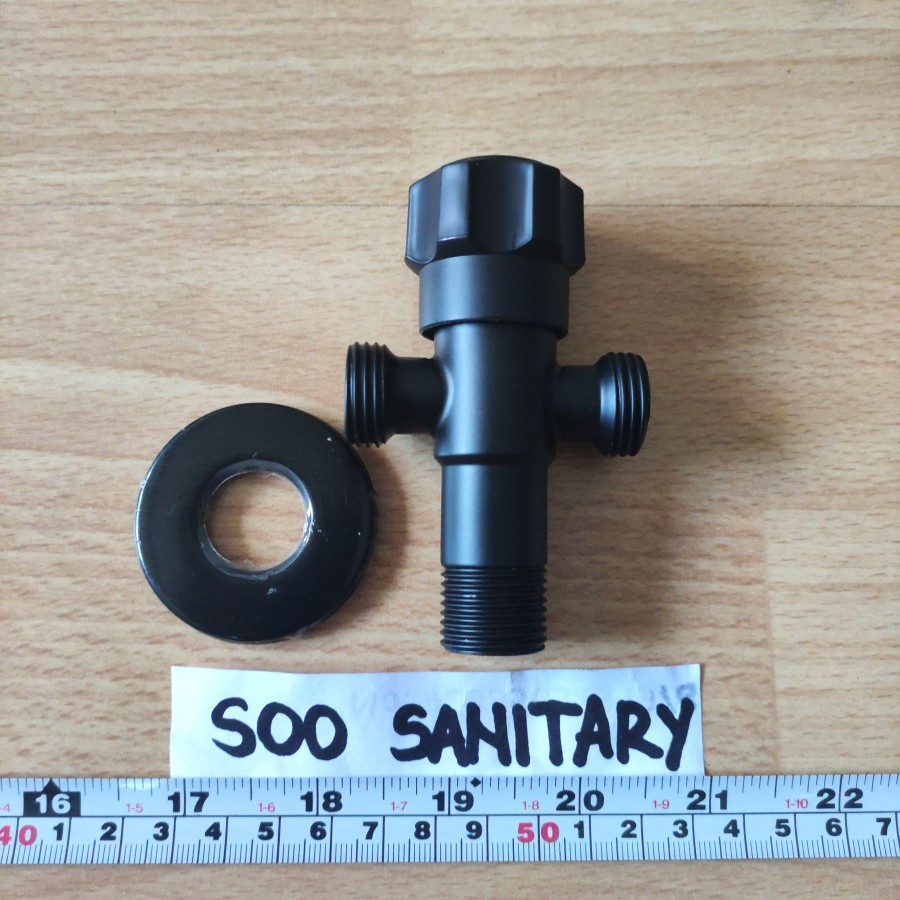 Jual Kran Double Shower Hitam 1/2" - Keran Air T Cabang 3 Kloset Black ...