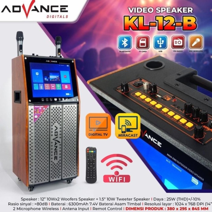 Jual ADVANCE SPEAKER KARAOKE DENGAN LAYAR LCD/SPEAKER KARAOKE BLUETOOTH PORTABLE 12 INCH DENGAN ...
