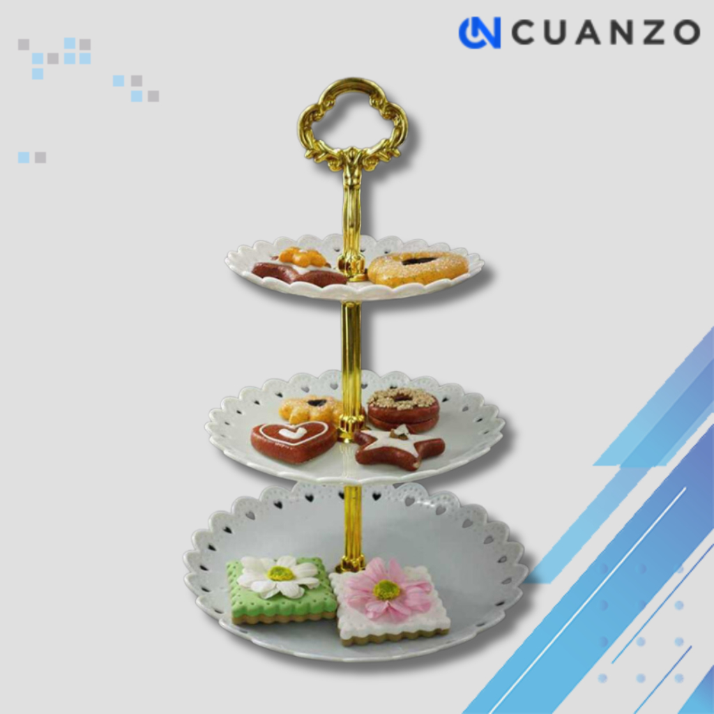 Jual Rak Makanan Cake Dessert Camilan Plate Stand Display Putar 3 Susun ...