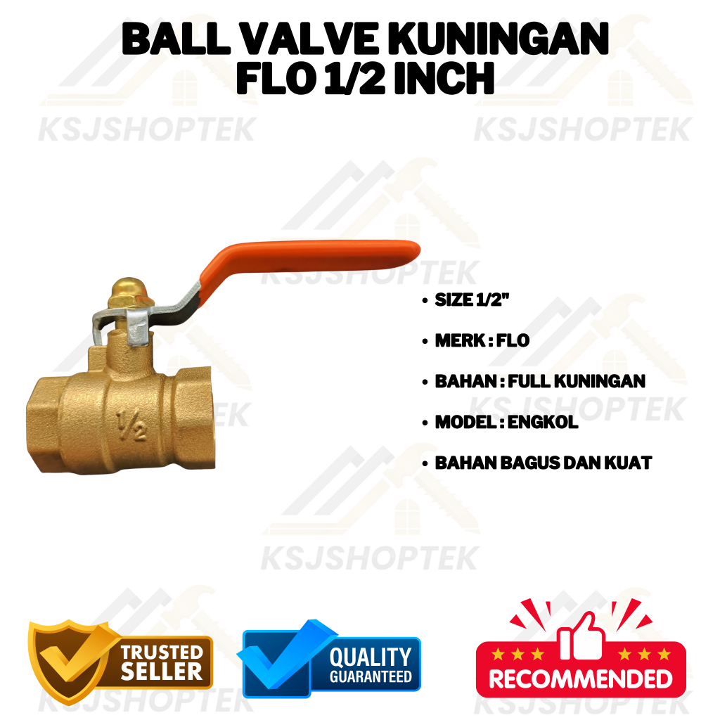 Jual Stop Kran Ball Valve Kuningan 1/2 Inchi FLO / Setop Kran Valve ...