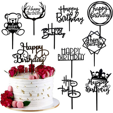 Jual [PART 4] CAKE TOPPER HAPPY BIRTHDAY AKRILIK WARNA HITAM/TOPPER HBD ...