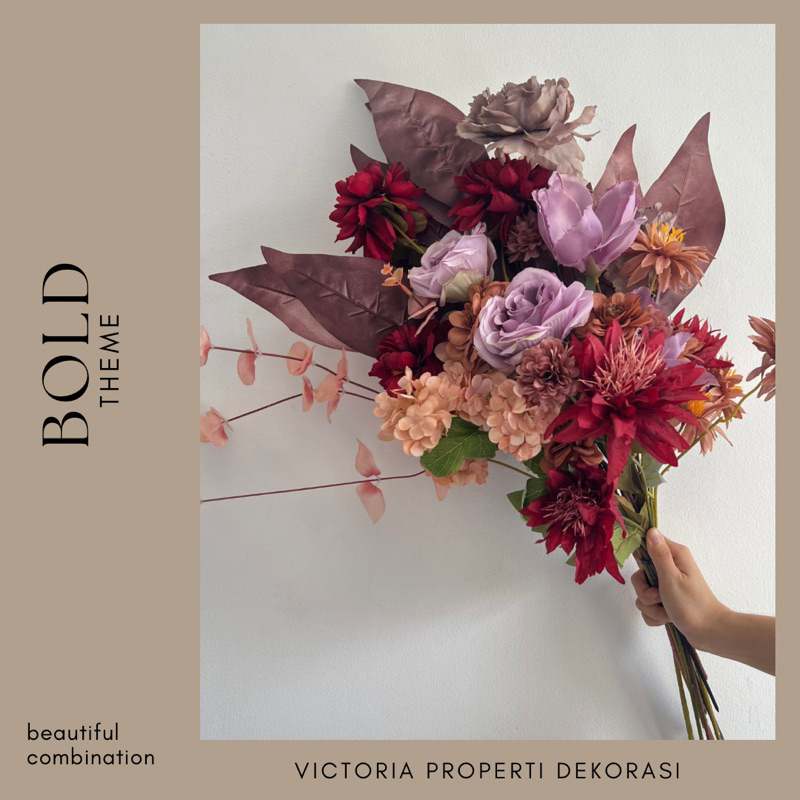 Jual READY Set Bunga Artificial Tema Coklat Rustic , Maroon, Baby Blue ...