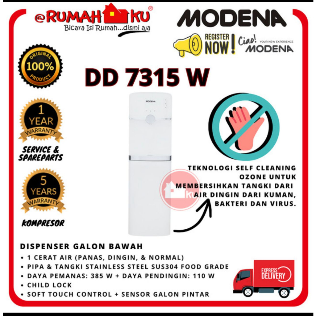 Jual MODENA WATER DISPENSER LUCIDO - DD 7315 W GALON BAWAH / BOTTOM ...