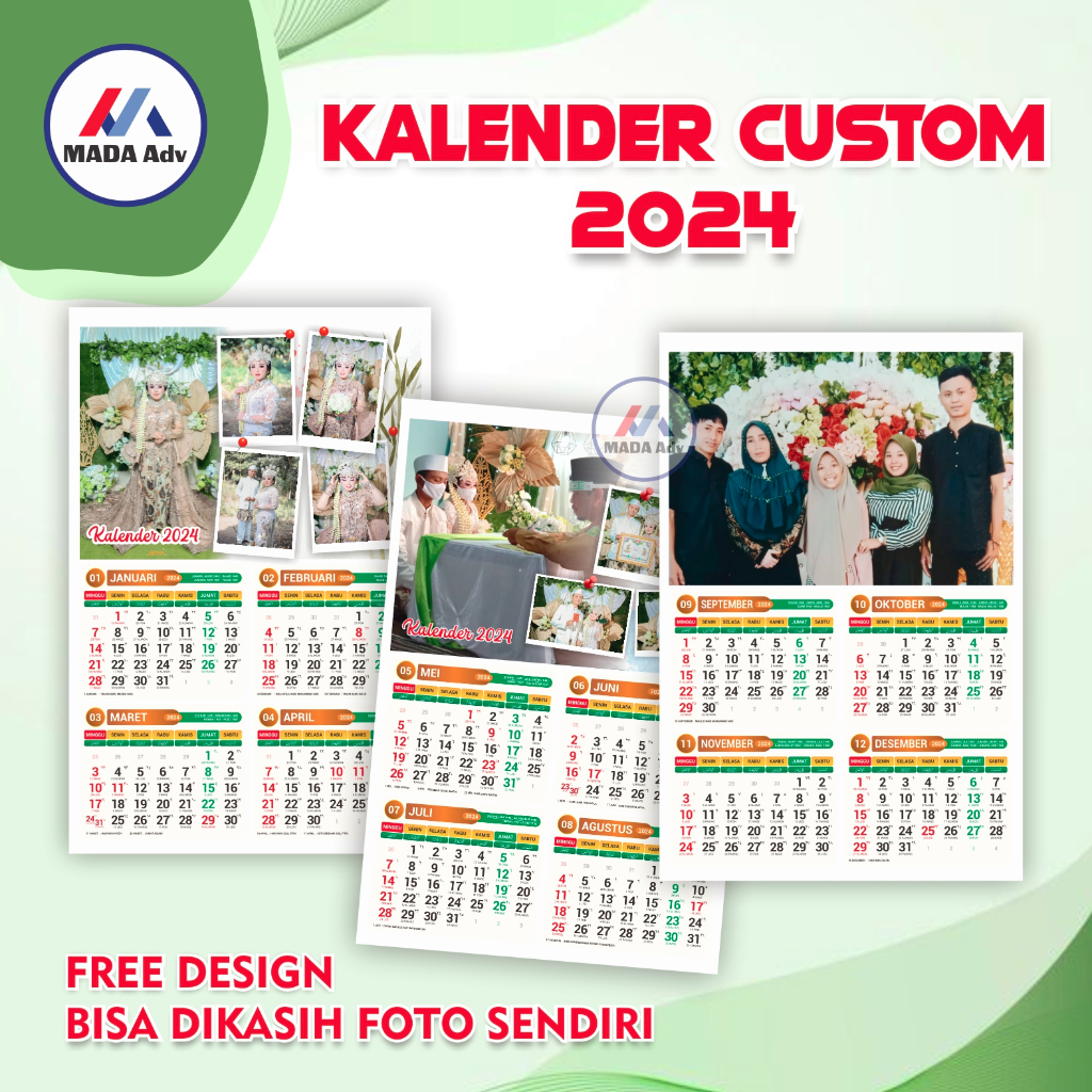 Jual Kalender 2024 isi 3 Lembar/ Cetak Kalender Foto 2024/ Kalender ...