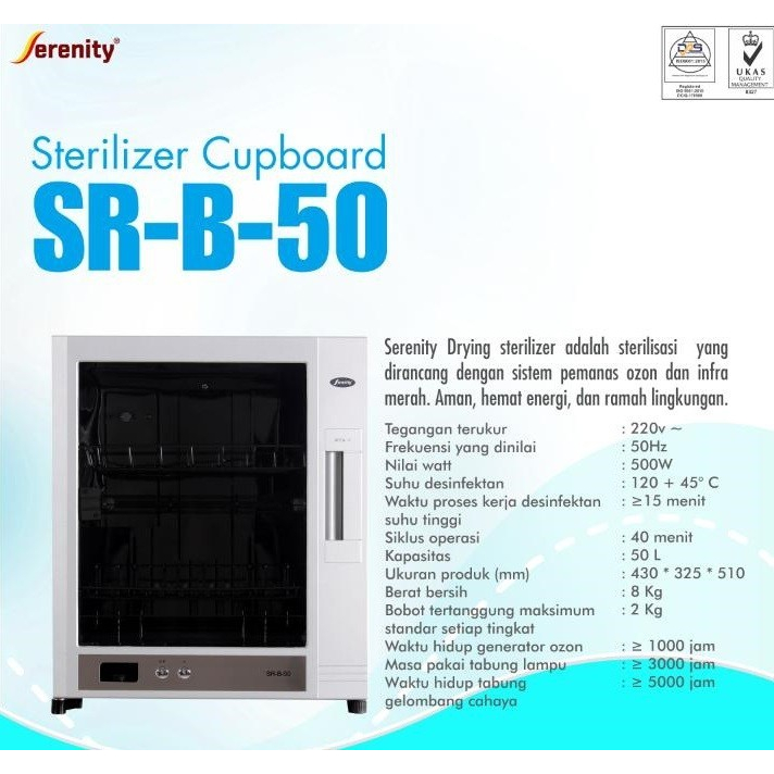 Jual Sterilisator Kering 1 Pintu Serenity - Autoclave Serenity SR B 50 / Sterilisator Ozon ...