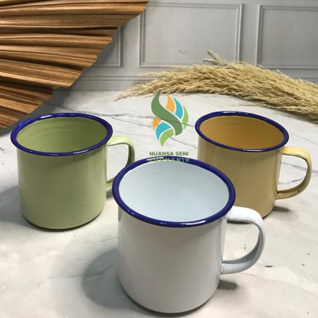 Jual Souvenir Gelas Minum 200ml Cangkir Enamel 7cm Mug Gagang Kaleng ...