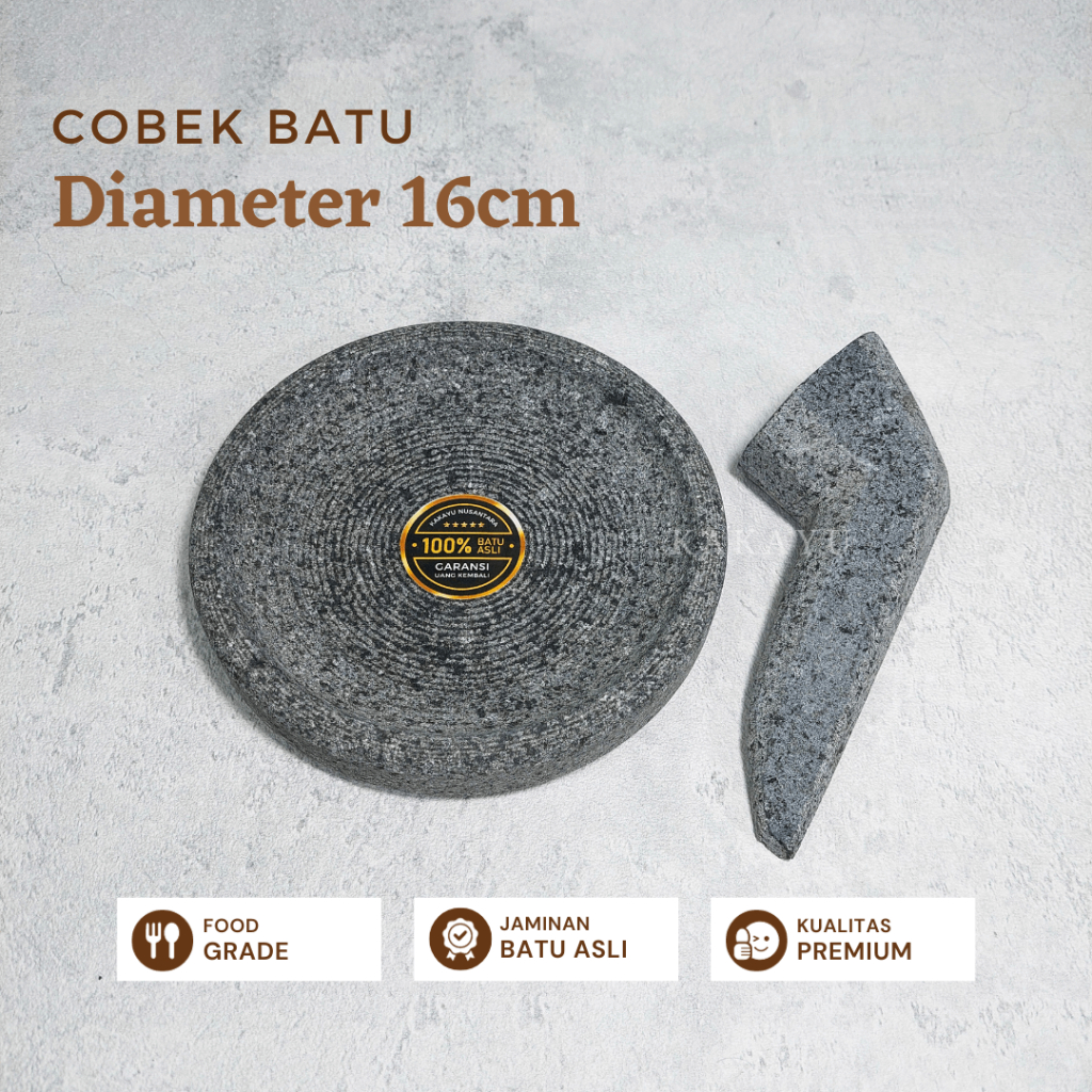 Jual Cobek Batu Asli 16cm + FREE ULEKAN / Cobek Batu Premium / Garansi ...