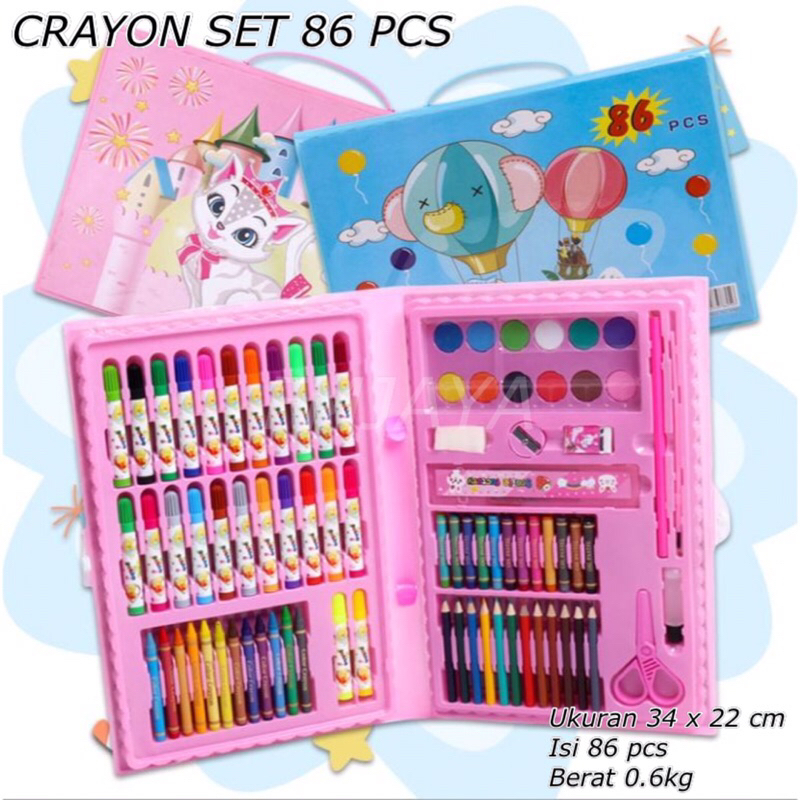 Jual CRAYON SET 86 PCS || CRAYON MEWARNAI ANAK ANAK || COPER SET ...