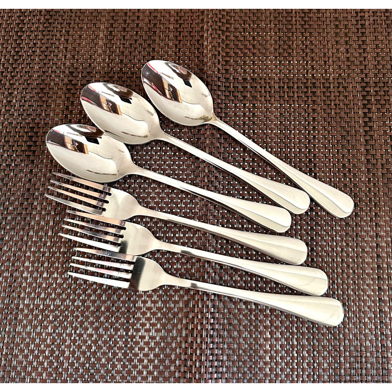 Jual sendok garpu makan premium stainless tebal kilap 6 pcs | Shopee ...