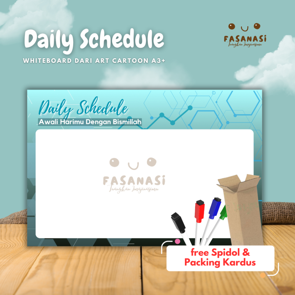 Jual Daily Schedule [ Tosca ] Whiteboard Art Cartoon A3+ Papan Tulis ...