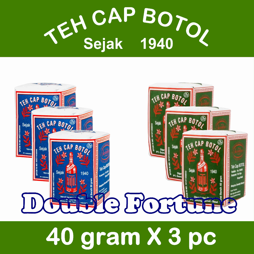 Jual TEH CAP BOTOL 40gr X 3 pc BIRU HIJAU Indonesian Jasmine Tea ...