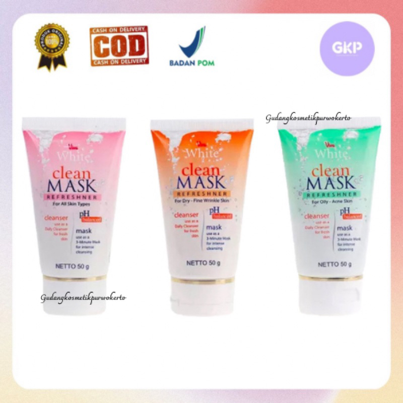 Jual Viva White Clean Mask Refreshner Face Cleanser / Masker 50g ...