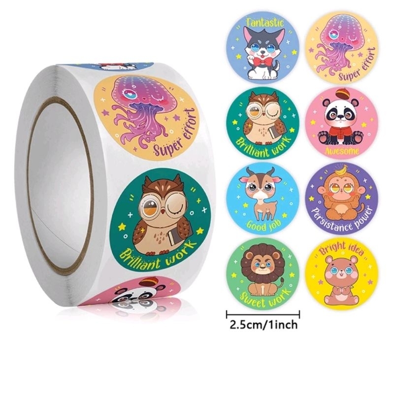 Jual Sticker Label Nilai Binatang Lucu Stiker Reward Anak 500pcs ...
