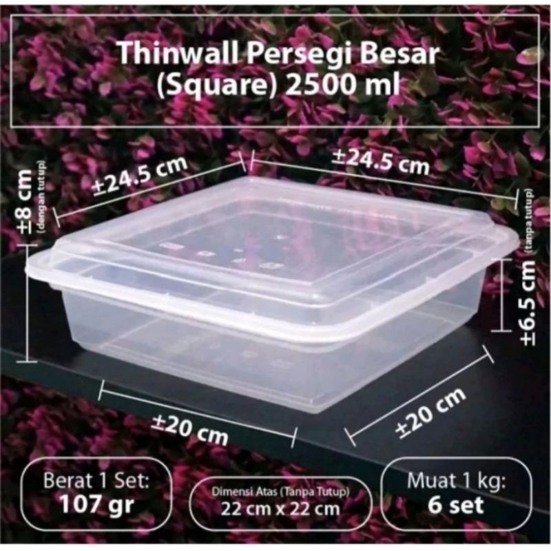 Jual (1 PCS) Wadah Kotak Bulat 1850ml 2000ml 2500ml 2800ml 3200ml ...