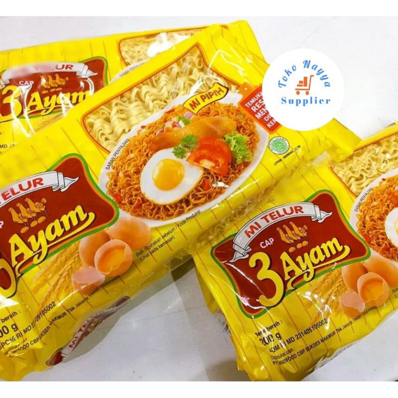 Jual Mi Telur Cap 3 Ayam - Kemasan 200 gr | Shopee Indonesia