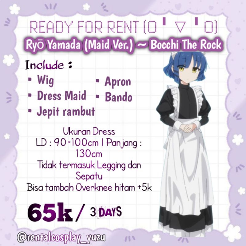 Jual (SEWA/RENTAL ONLY!) RYO YAMADA MAID VERSION BOCCHI THE ROCK RYOU ...