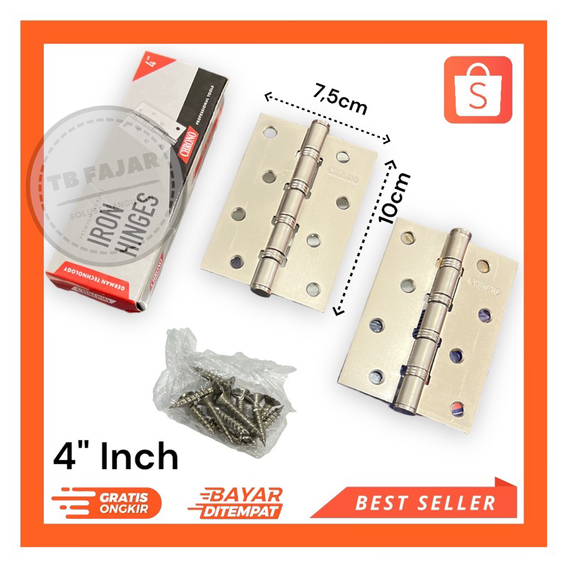 Jual Engsel Besi CHRONO 4" Inch / Pintu Jendela Silver | Shopee Indonesia