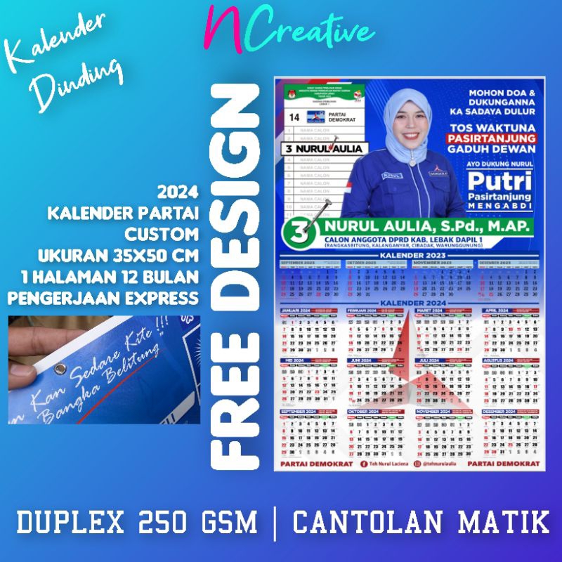 Jual 2000 PCS CETAK KALENDER PARTAI/ PERUSAHAAN 2025 BAHAN DUPLEX ...
