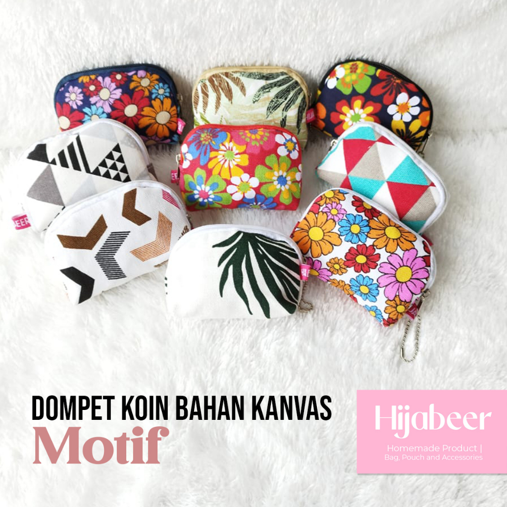 Jual Dompet Koin Kanvas Motif Floral/dompet motif bunga dan daun ...