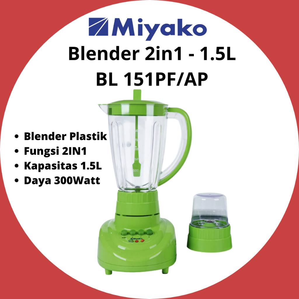 Jual Miyako Blender 2in1 BL151PF/AP BLENDER PLASTIK 1.5L/BL 151PF/A/BL-151PF/A/BL-151/BL151 ...