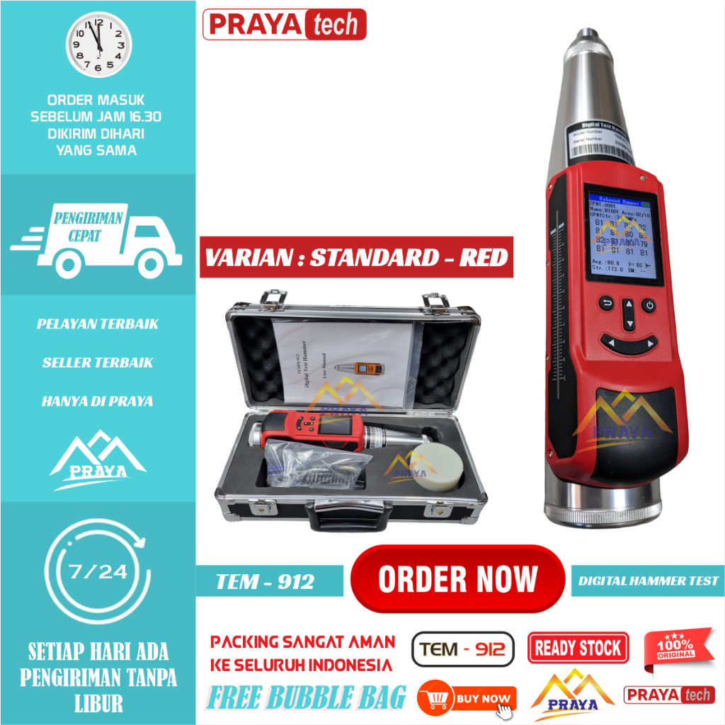 Jual Digital Hammer Test Concrete Beton Uji Tes Kuat Tekan HT-225D TEM ...