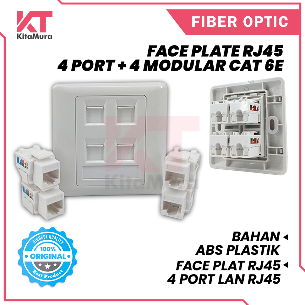 Jual Face Plate 4 Port RJ 45 Modular Cat 6 | Shopee Indonesia