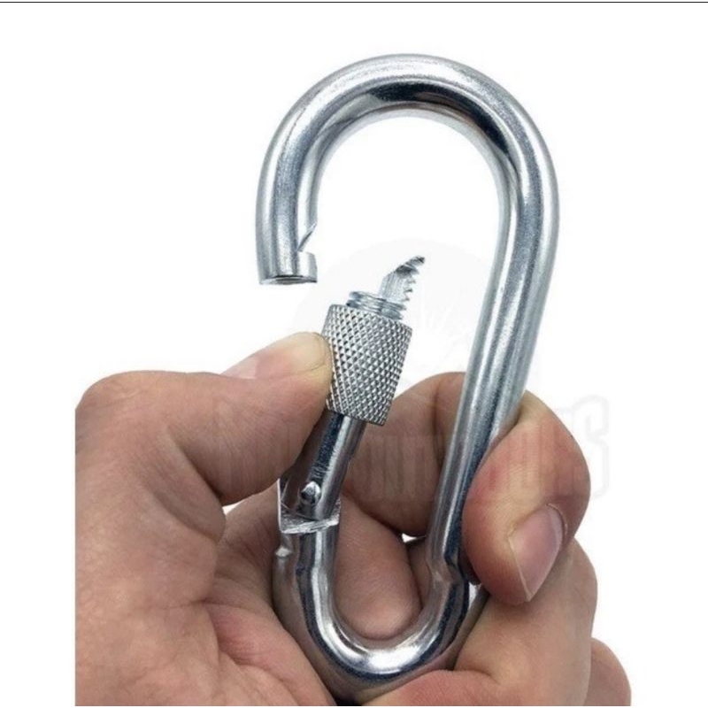 Jual Karabiner 10cm Snap Hook Lock Carabiner Stainless Galvanised Steel ...