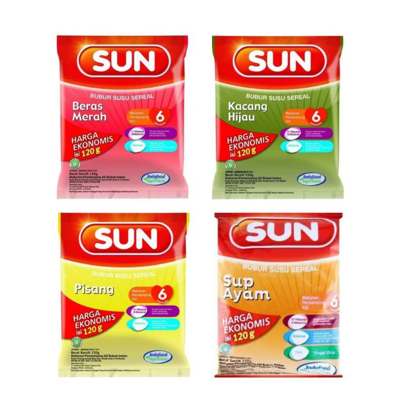Jual SUN Bubur Sereal Susu Kemasan Ekonomis isi 120gr | pisang | kacang ...