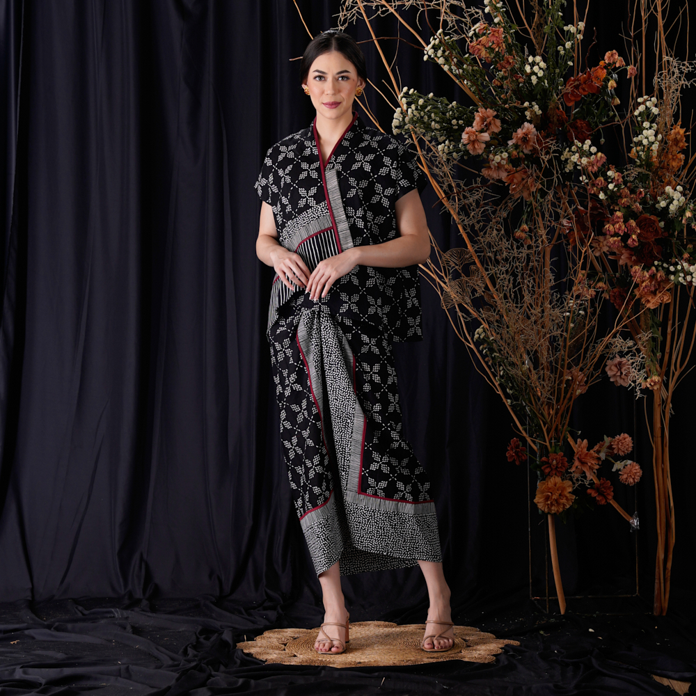 Jual NONA RARA - Lilit Sashiko Cemani P0164, Rok Batik Kasual Modern | Shopee Indonesia